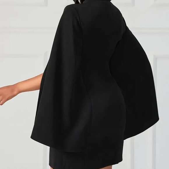 NON-BRAND | Dresses | Elegant Cape Design Crew Neck Dress | Poshmark